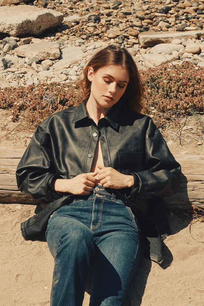 Margo Faux Leather Oversized Jacket – Kancan USA