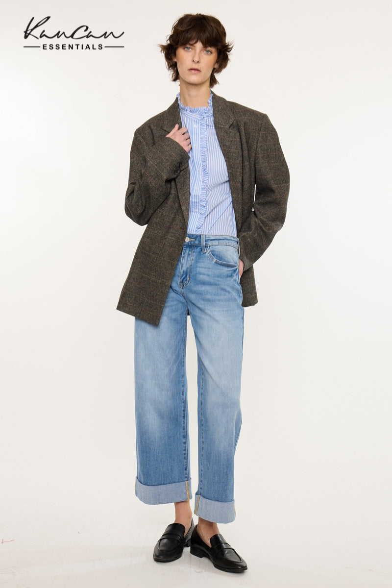Mid Rise Crop Wide Jeans – Angie Essentials Fit – Kancan USA