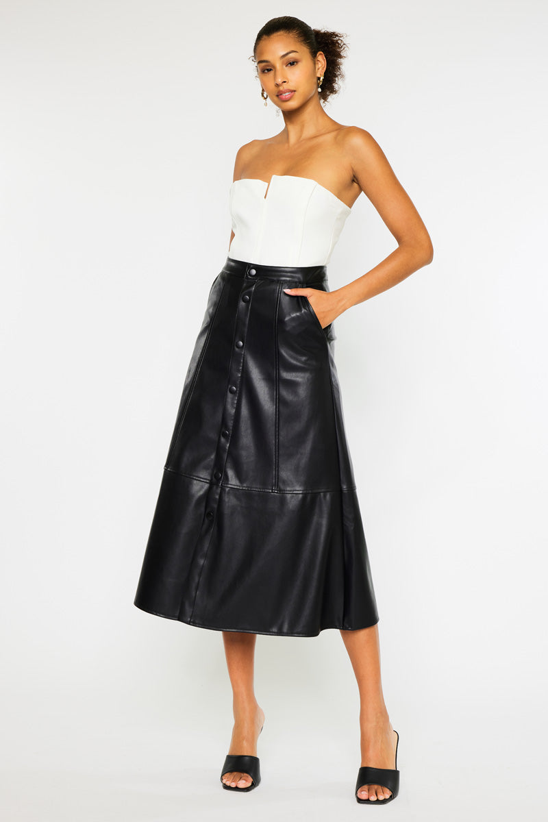 Wanda High Rise Faux Leather Long Skirt – Official Kancan USA