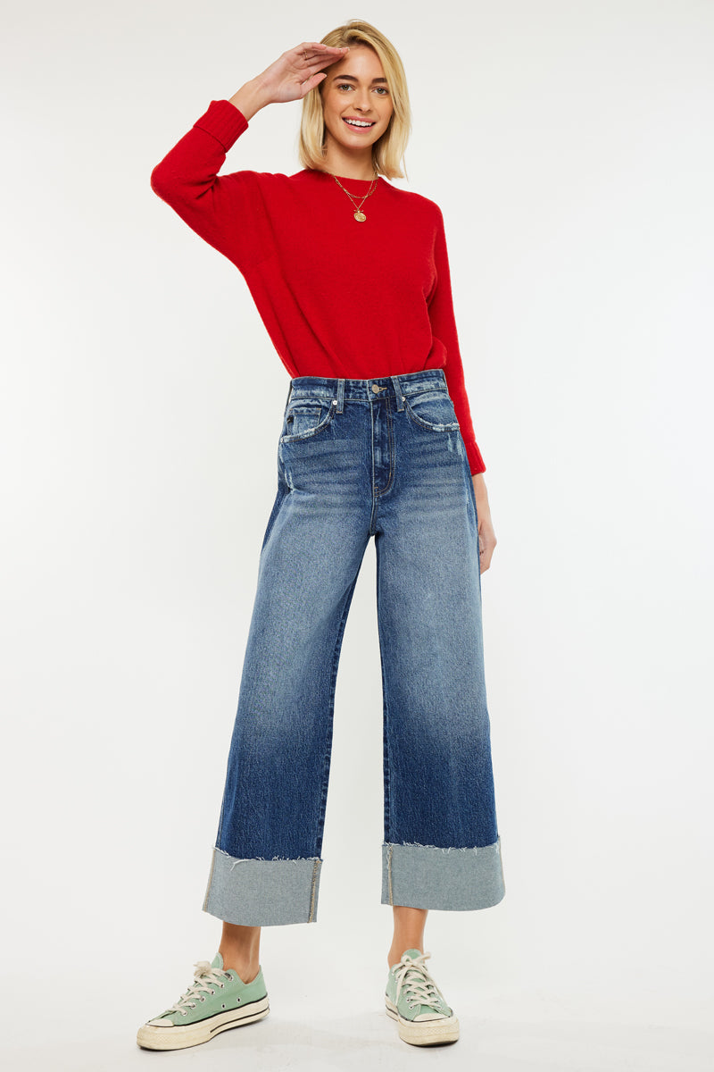 Lynn 90's Cropped Wide Leg Jeans – Kancan USA