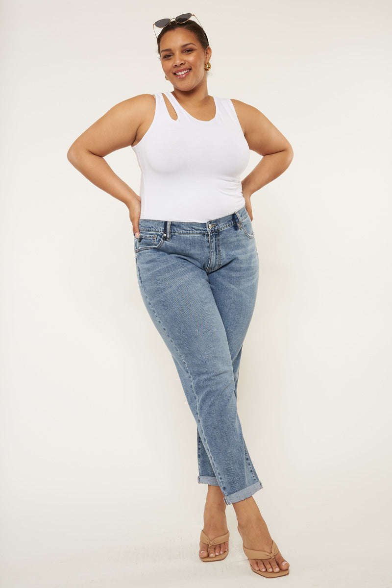 Carmelita Mid Rise Slim Boyfriend Jeans (Plus Size) – Official Kancan USA