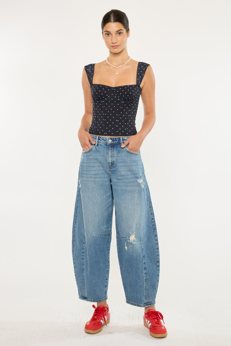 Addison High Rise Horseshoe Jeans – Cropped Wide Leg – Kancan USA