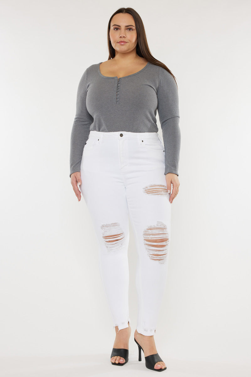 Kristy High Rise Slim Straight Jeans (Plus Size) | Official Kancan USA