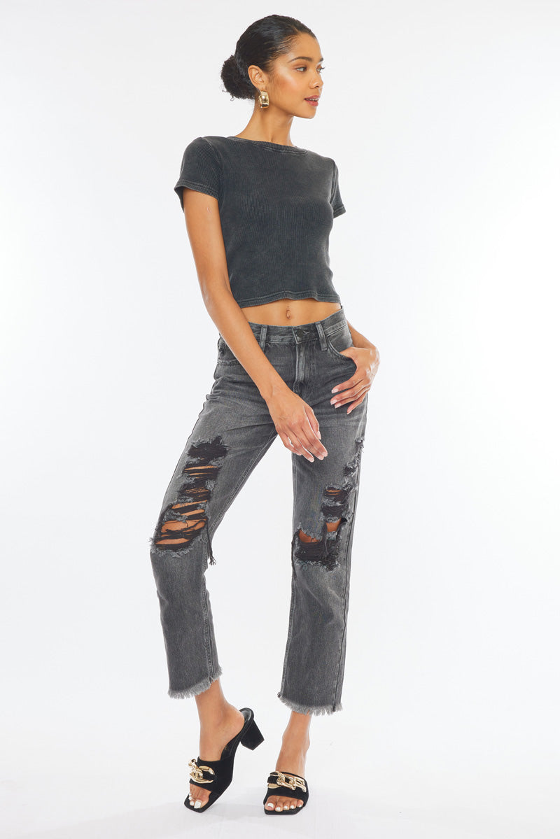 Zara High Rise Slim Straight Leg Jeans – Official Kancan USA